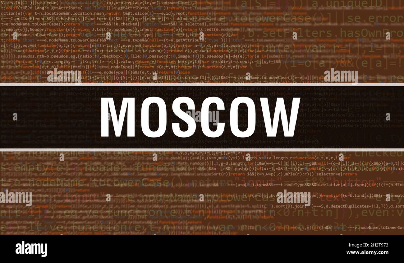 MoSCoW text written on Programming code abstract technology background ...