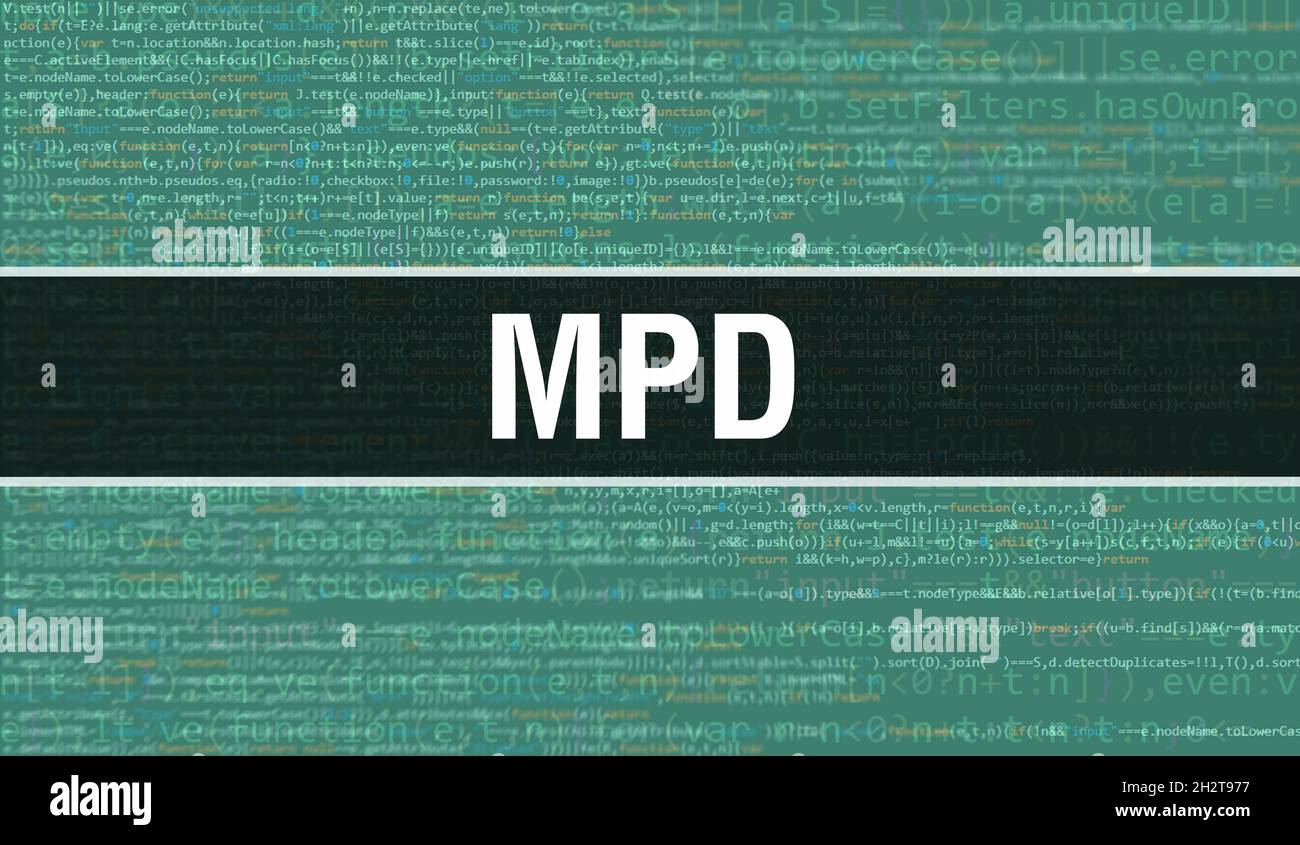 MPD text written on Programming code abstract technology background of ...