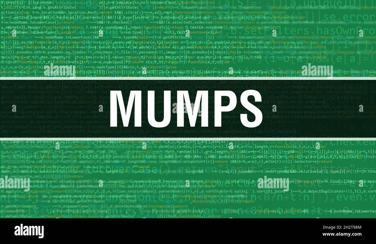 MUMPS text written on Programming code abstract technology background ...