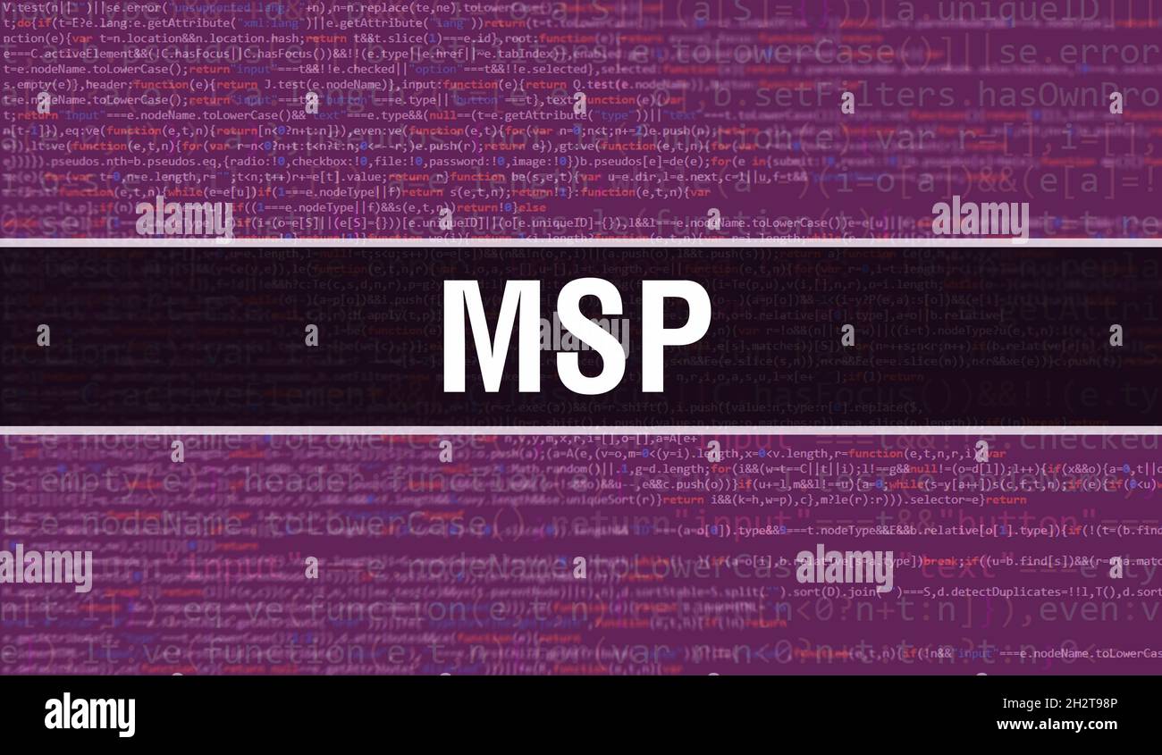 MSP text written on Programming code abstract technology background of ...