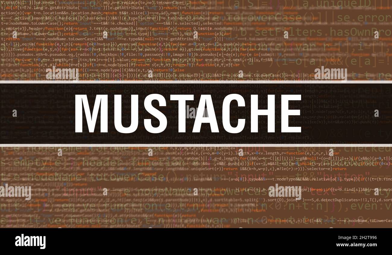Mustache text written on Programming code abstract technology ...