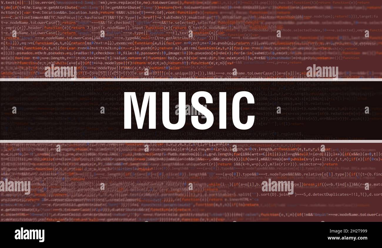 Music concept illustration using code for developing programs and app ...
