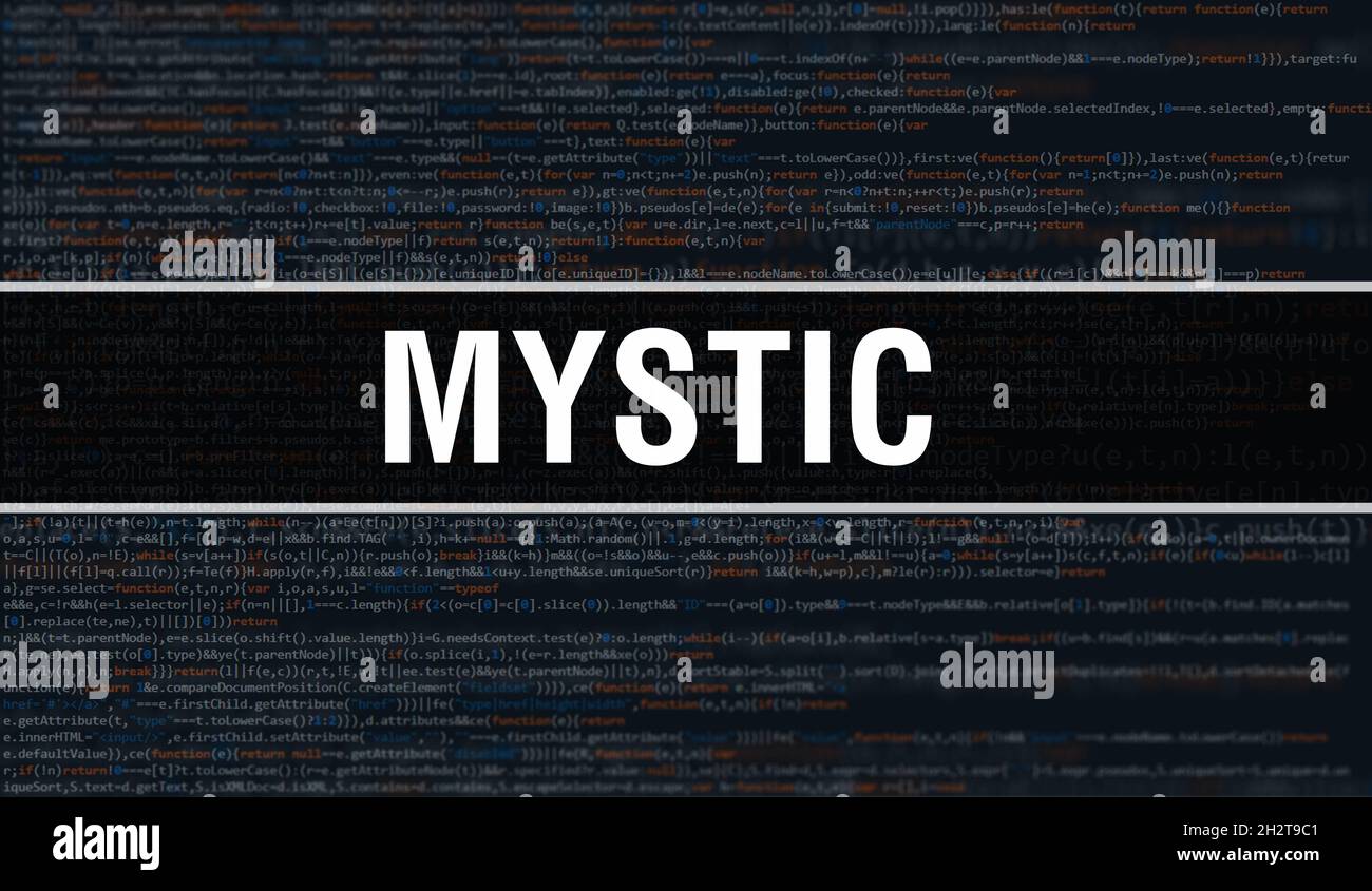 Mystic concept with Random Parts of Program Code.Mystic text written on Programming code ...