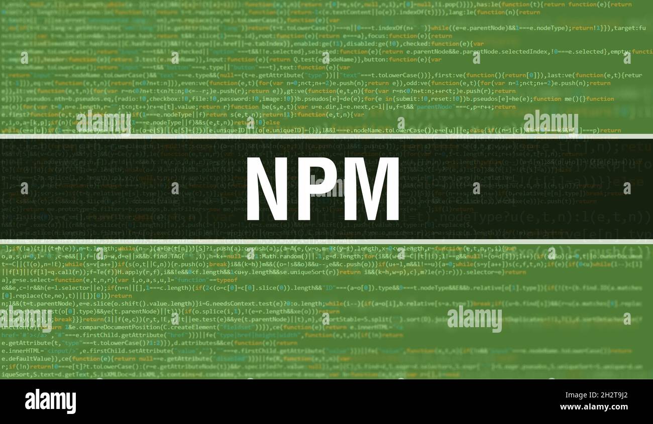 Npm Concept With Random Parts Of Program Codenpm Text Written On Programming Code Abstract