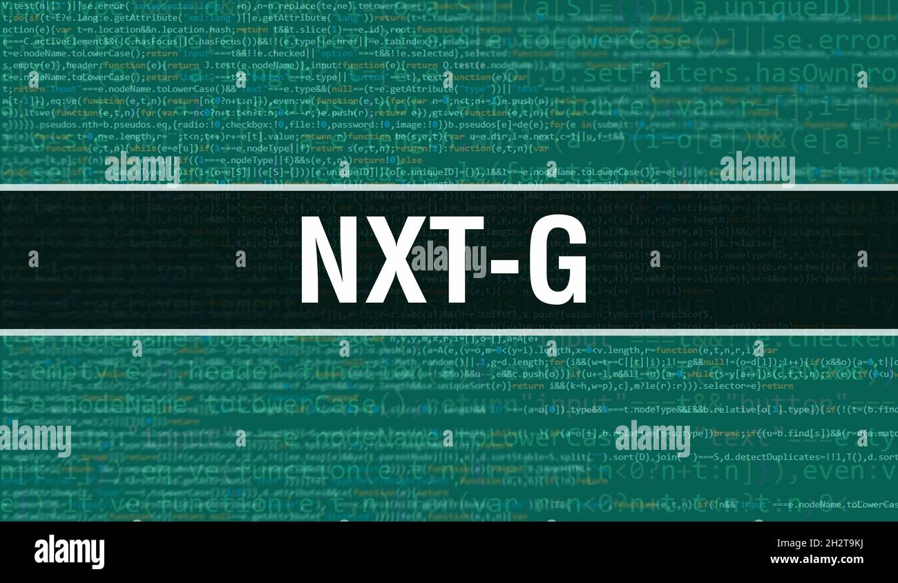 NXT-G text written on Programming code abstract technology background ...
