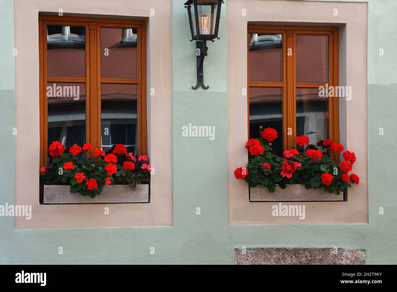 Windows with beautiful flowers on the windowsill Stock Photo - Alamy