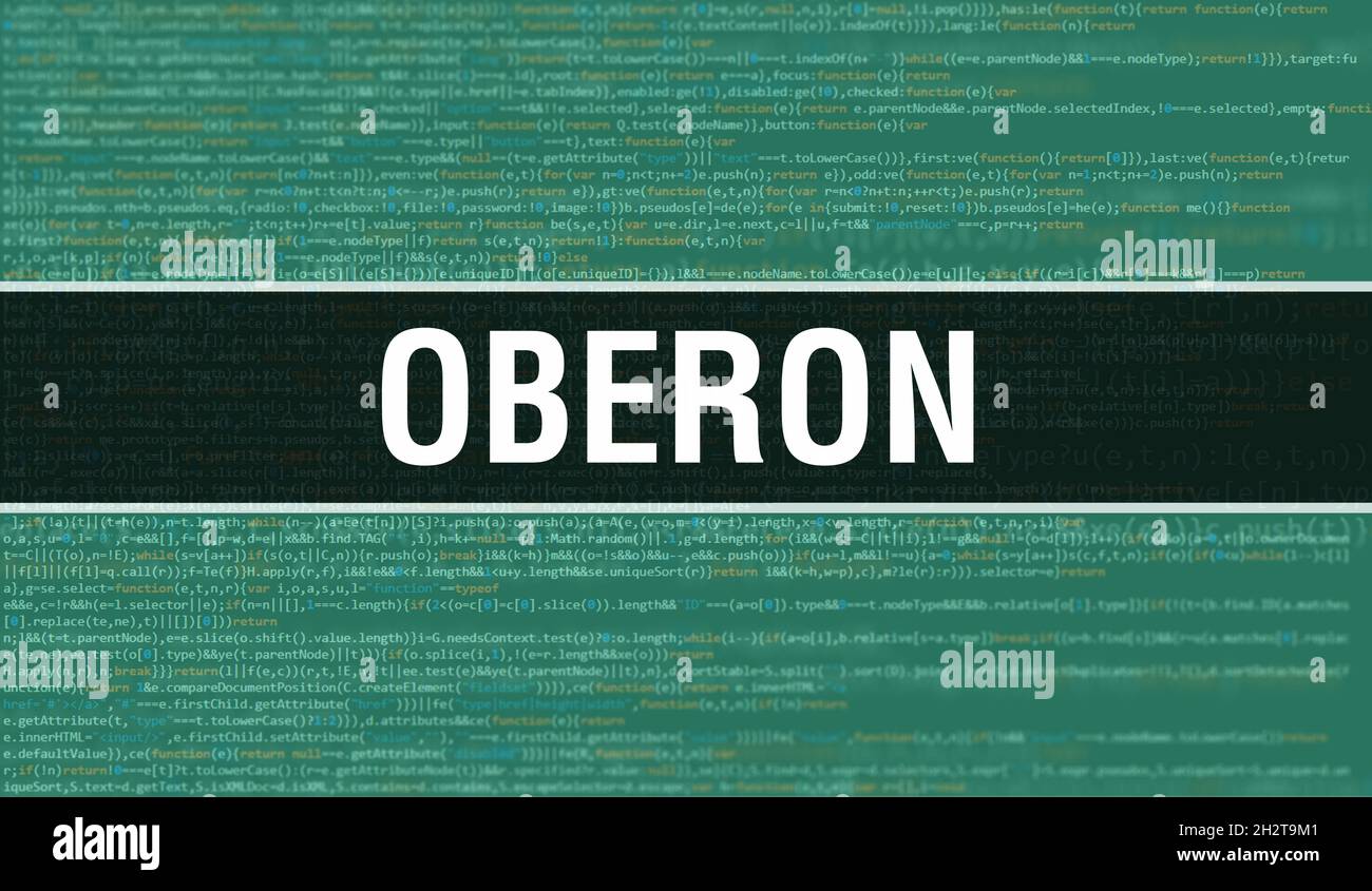 Oberon concept with Random Parts of Program Code.Oberon text written on Programming code ...