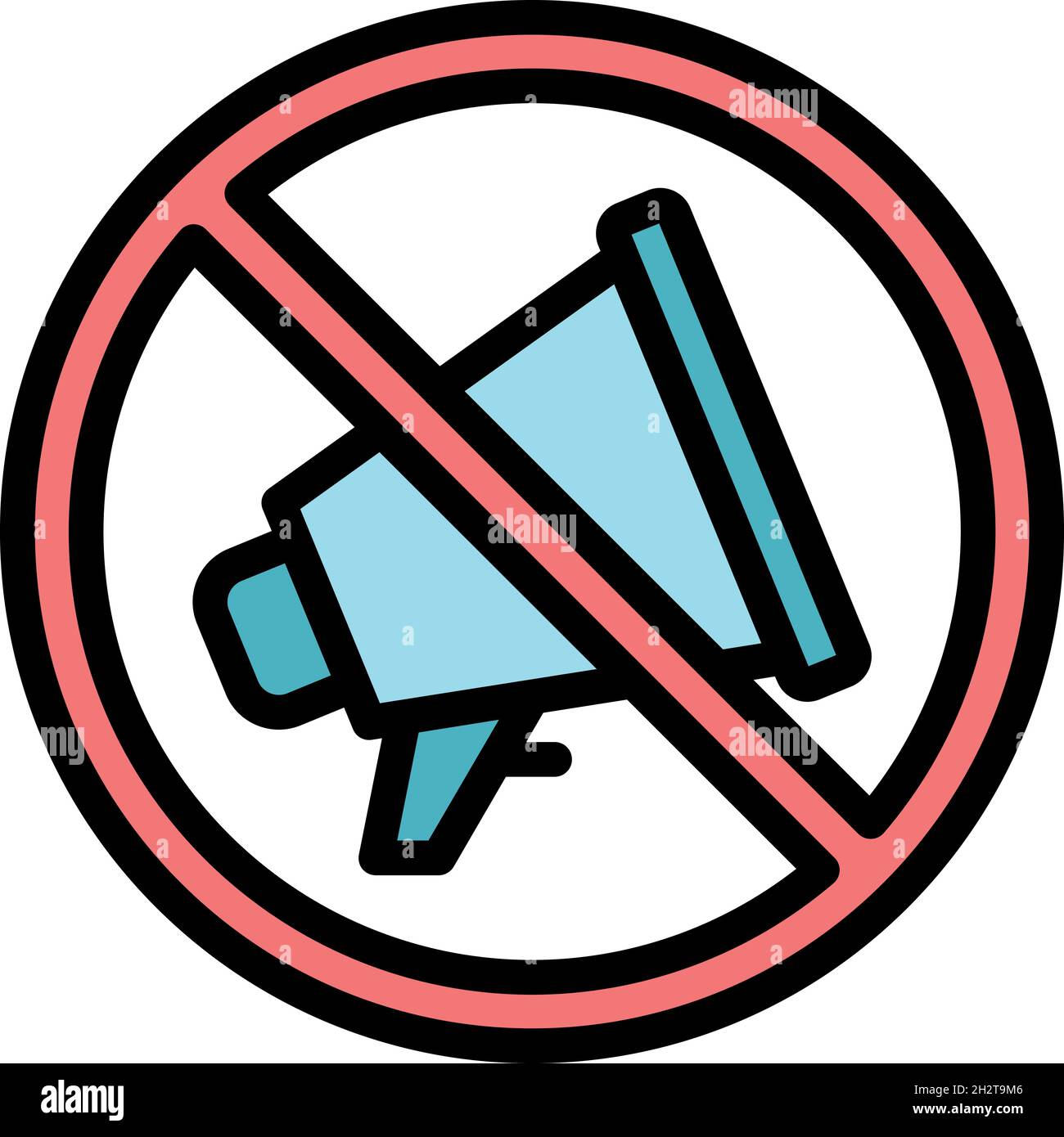 No megaphone use icon. Outline no megaphone use vector icon color flat ...