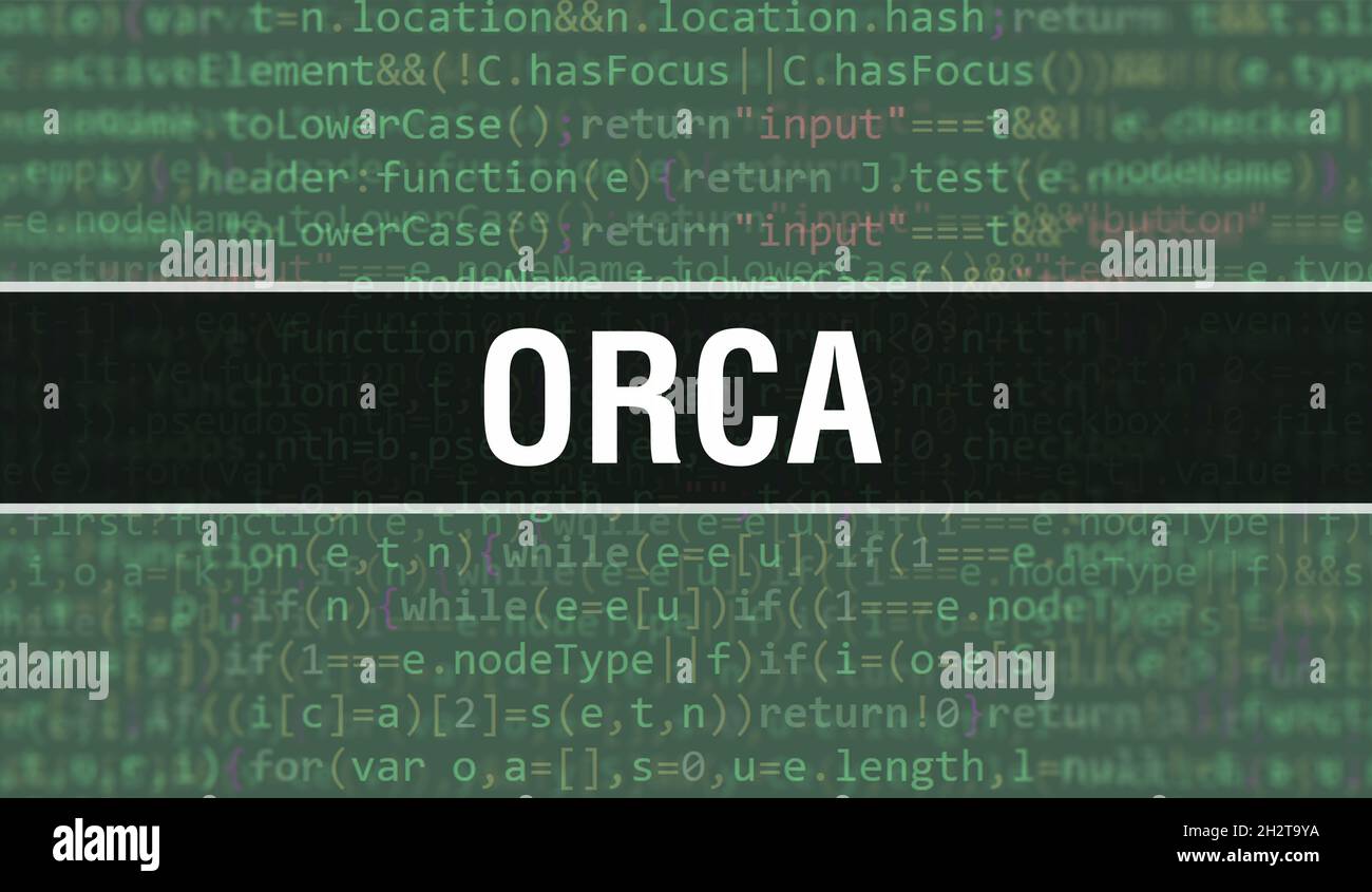 ORCA concept with Random Parts of Program Code.ORCA text written on ...