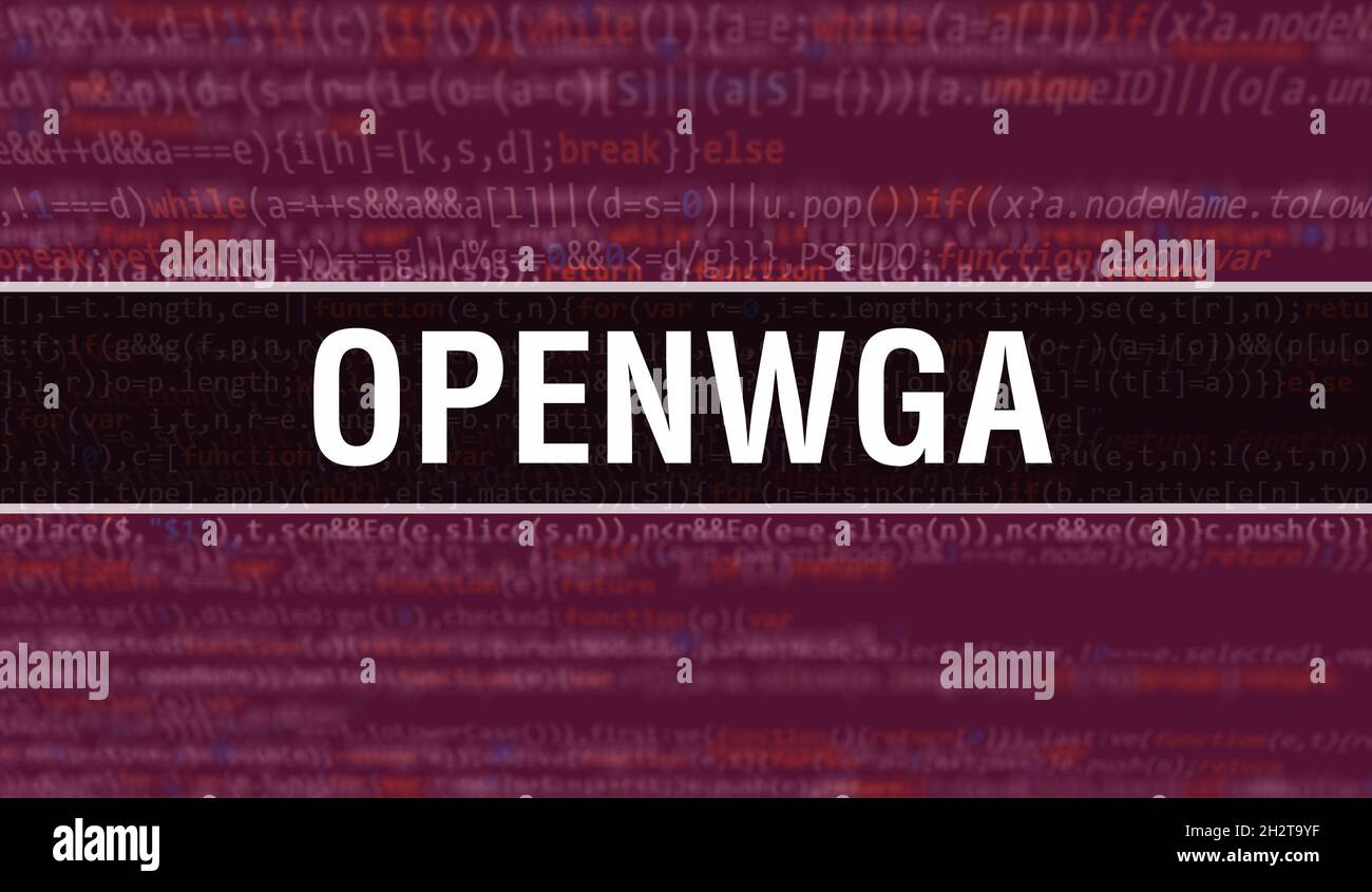 OpenWGA text written on Programming code abstract technology background of software developer ...