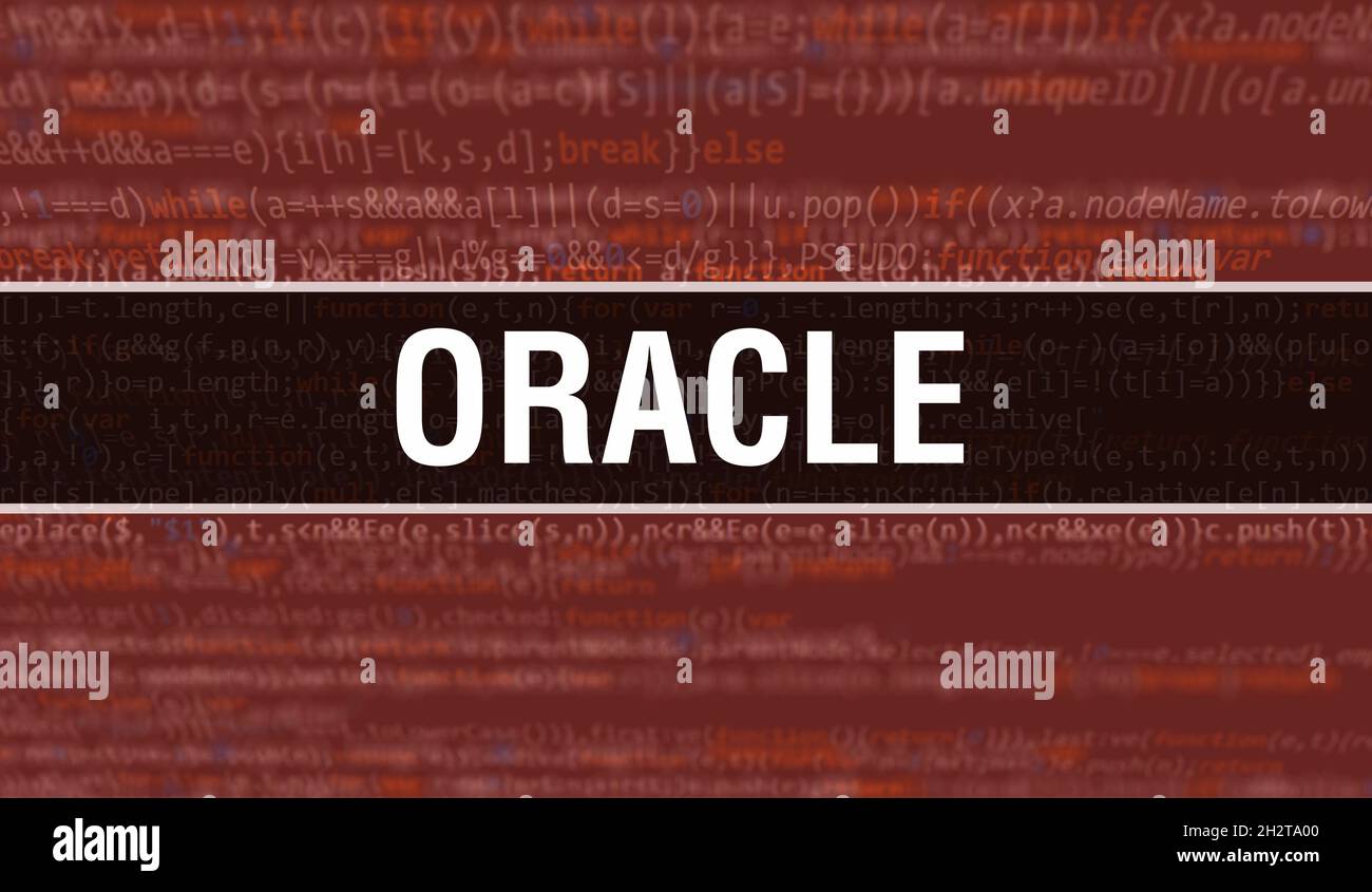 Oracle text written on Programming code abstract technology background ...