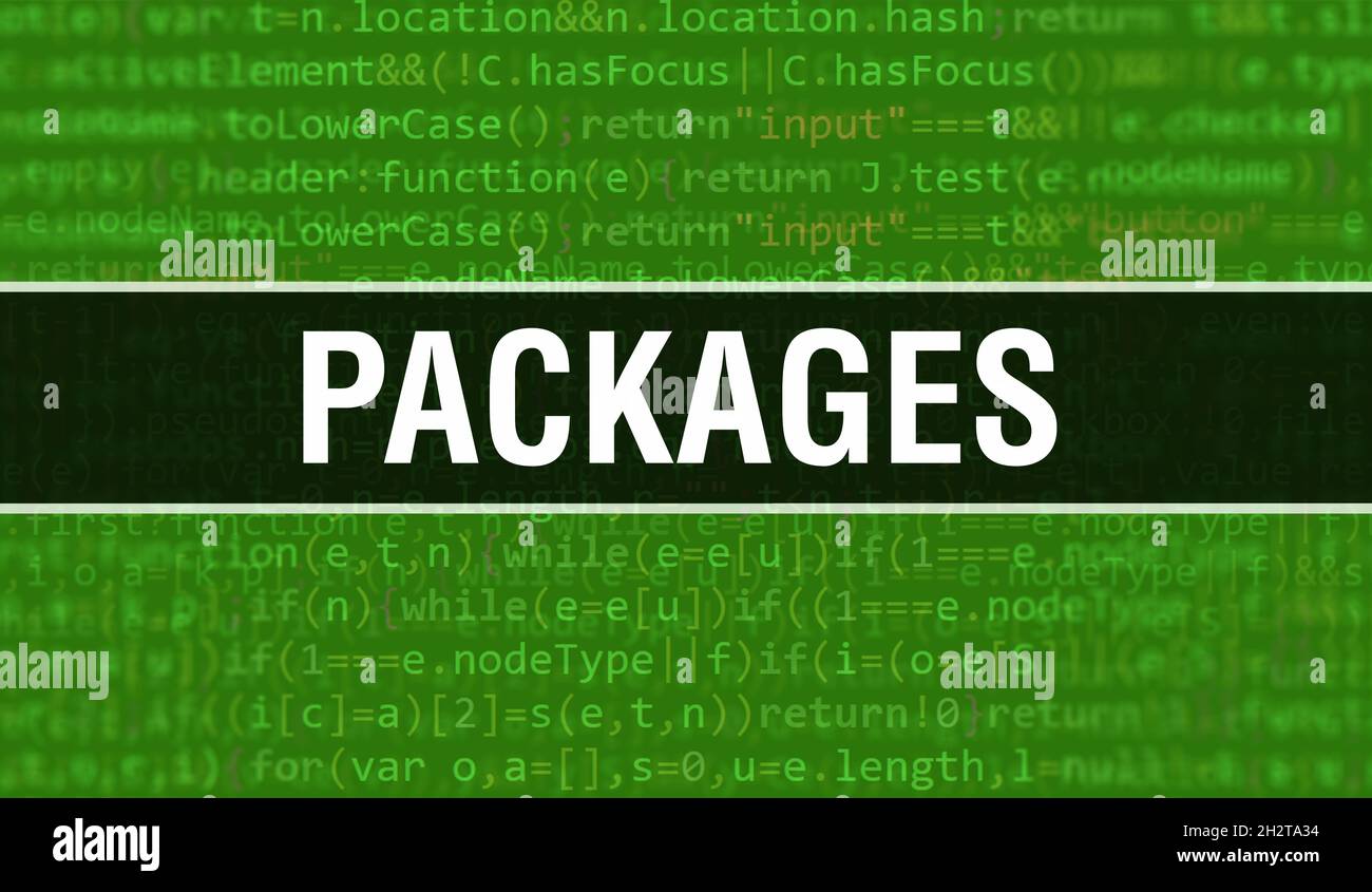 Packages Concept With Random Parts Of Program Codepackages Text Written On Programming Code