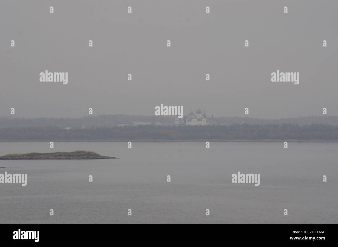 View of the Solovetsky Monastery in the fog. Russia, Arkhangelsk region ...