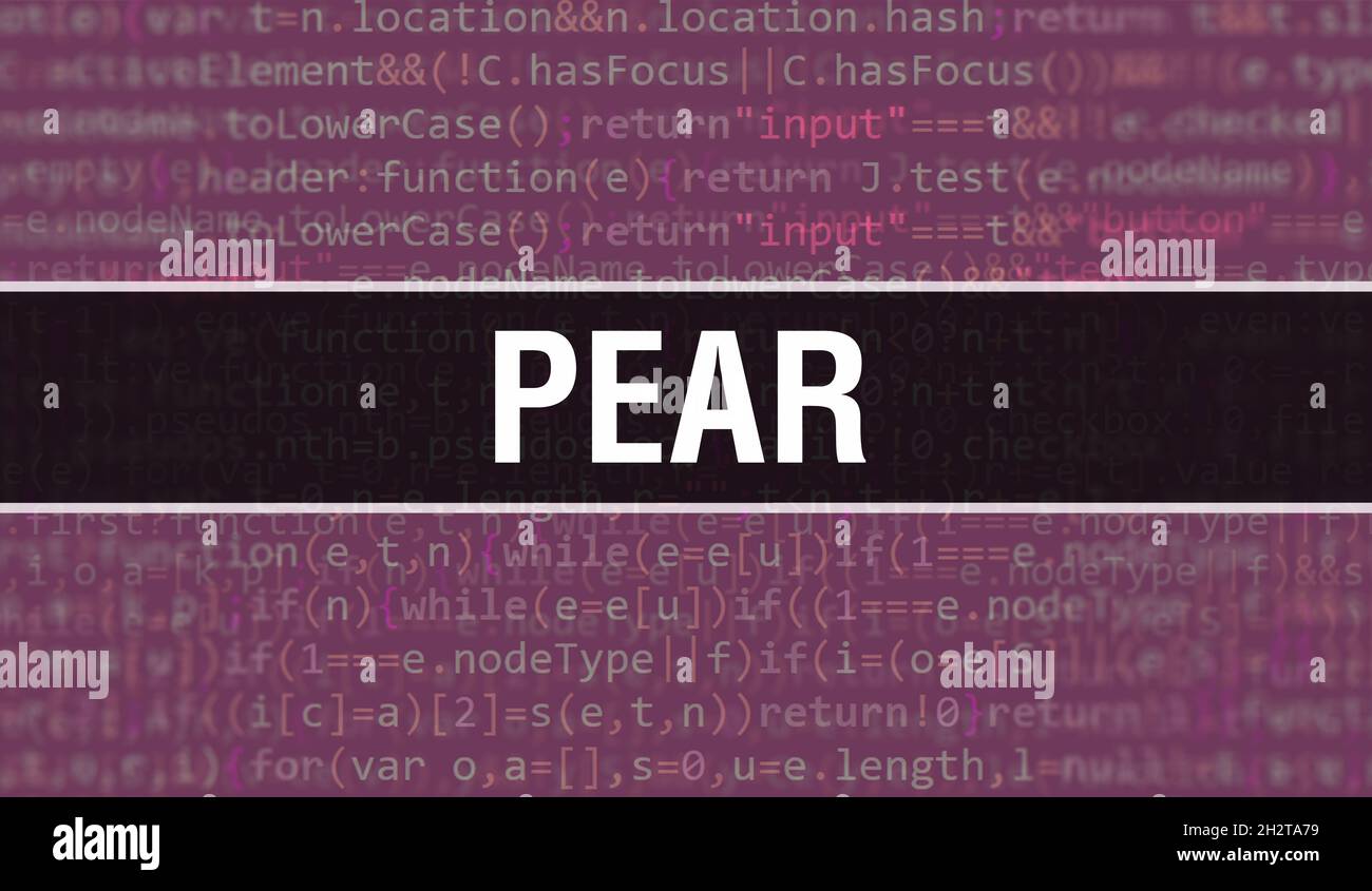 PEAR concept with Random Parts of Program Code.PEAR text written on ...