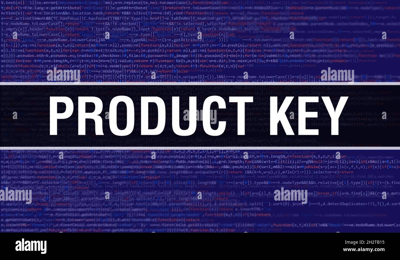 Product key concept with Random Parts of Program Code. Product key with ...