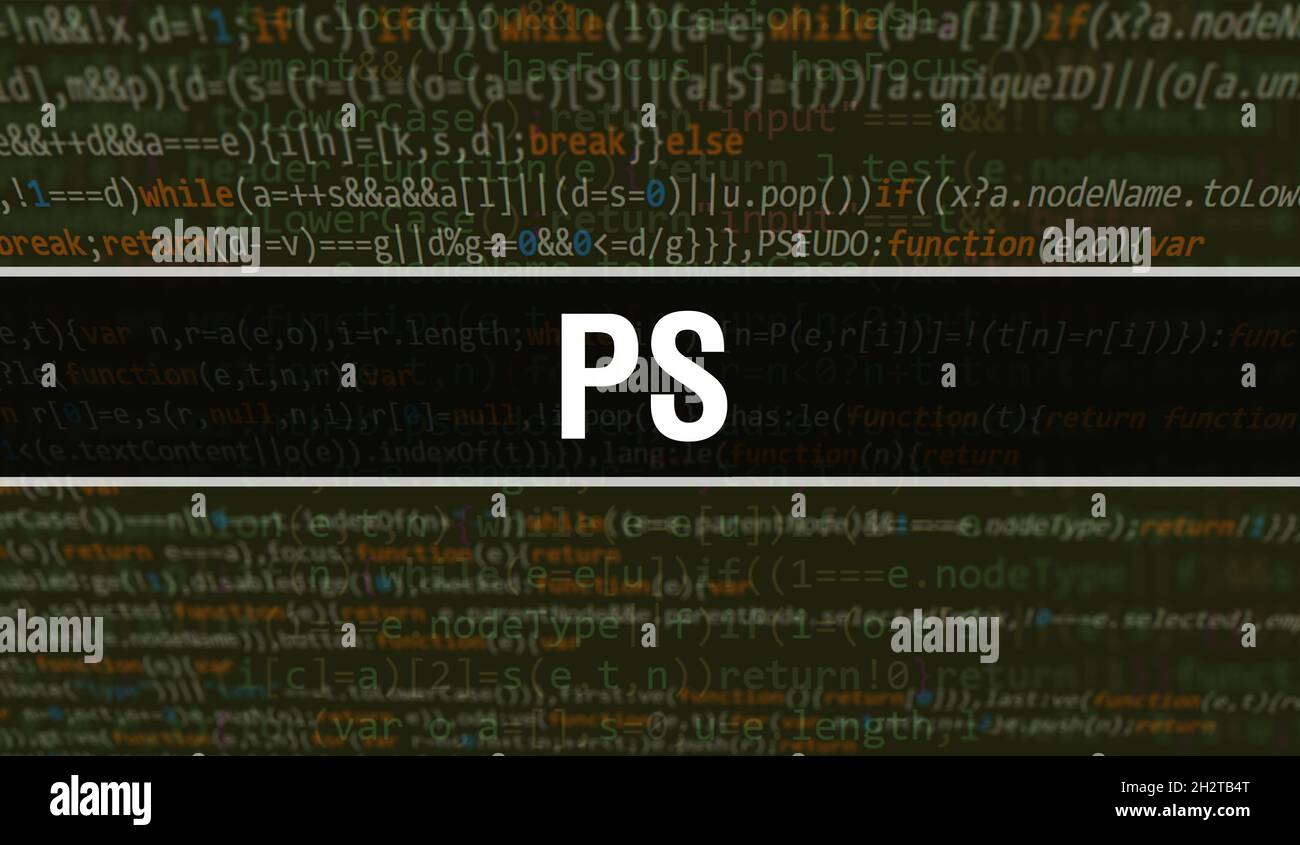 PS concept illustration using code for developing programs and app. PS ...