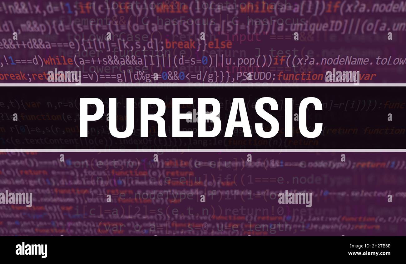 PureBasic concept illustration using code for developing programs and app. PureBasic website ...