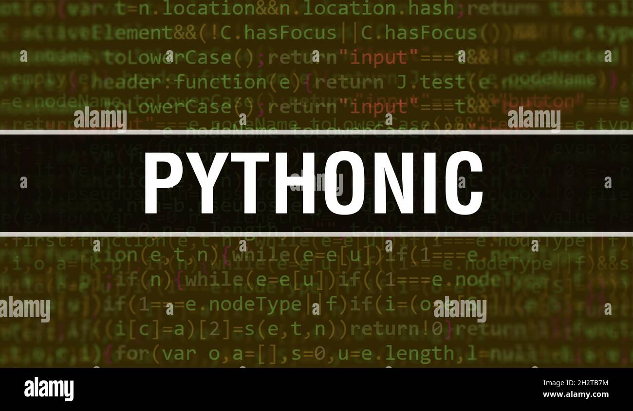Pythonic Concept With Random Parts Of Program Codepythonic Text Written On Programming Code
