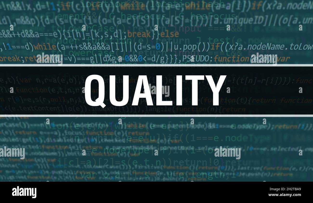 Quality concept illustration using code for developing programs and app. Quality website code ...
