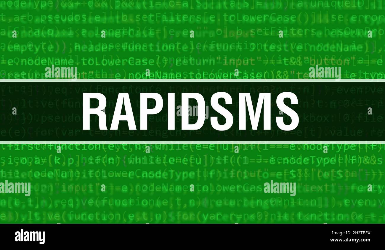RapidSMS with Binary code digital technology background. Abstract background with program code ...