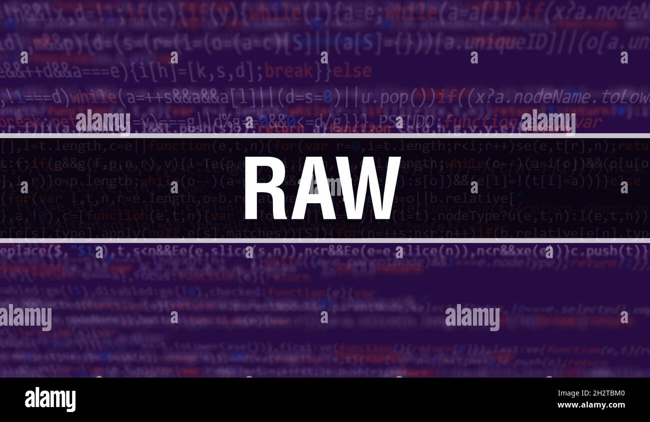 Raw text written on Programming code abstract technology background of ...