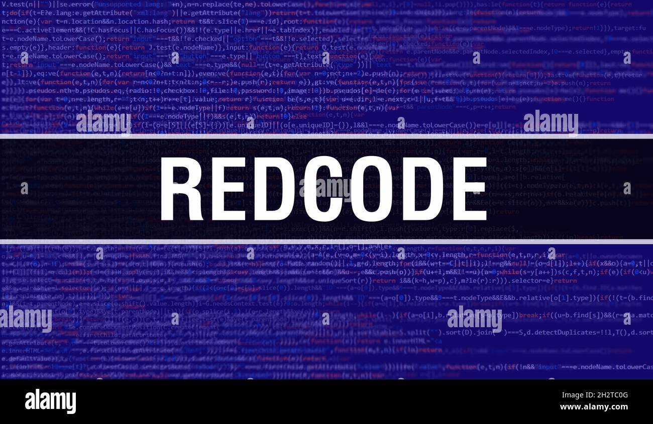 Redcode concept with Random Parts of Program Code. Redcode with Programming code abstract ...