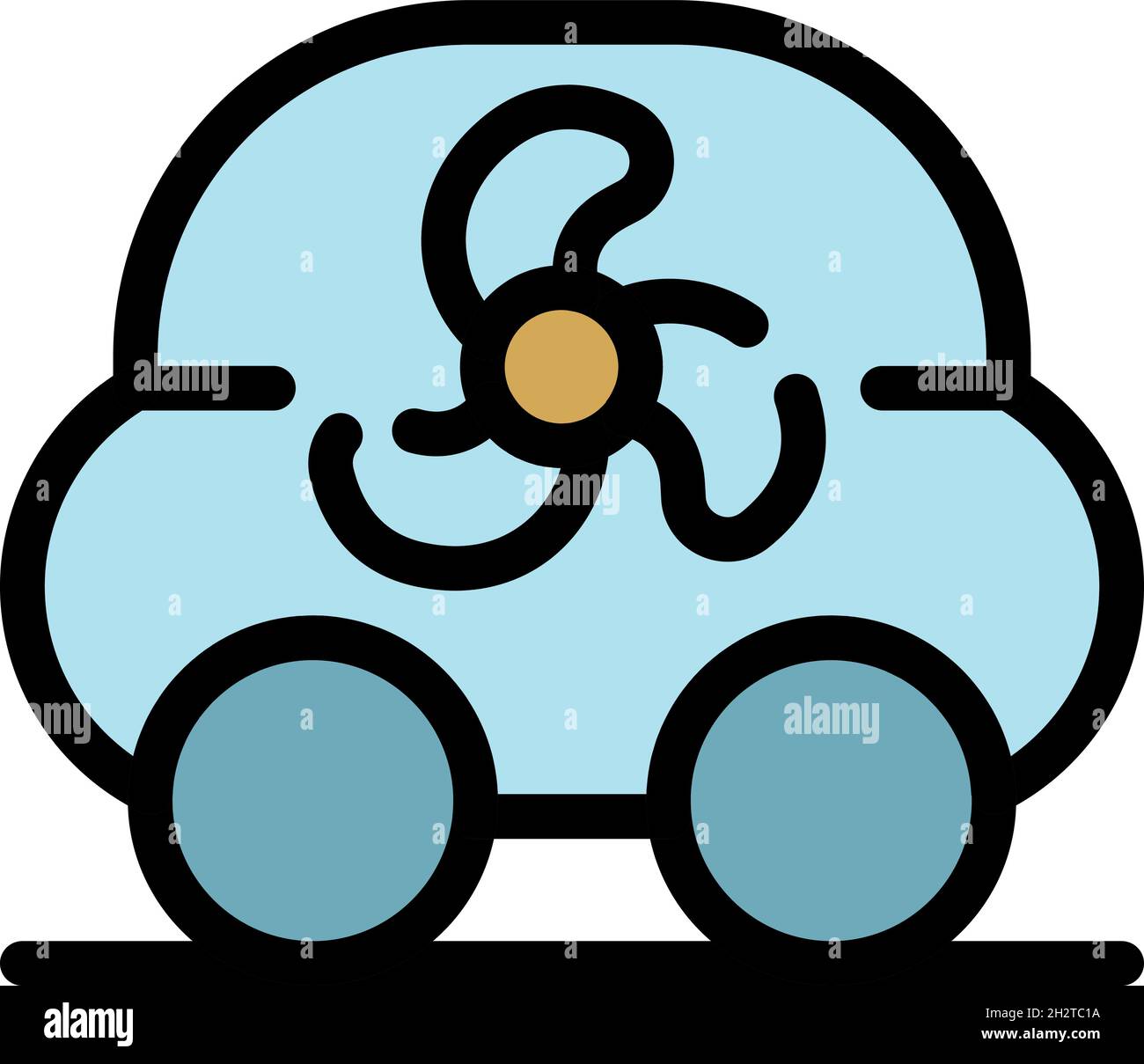 Fan and car icon. Outline fan and car vector icon color flat isolated ...