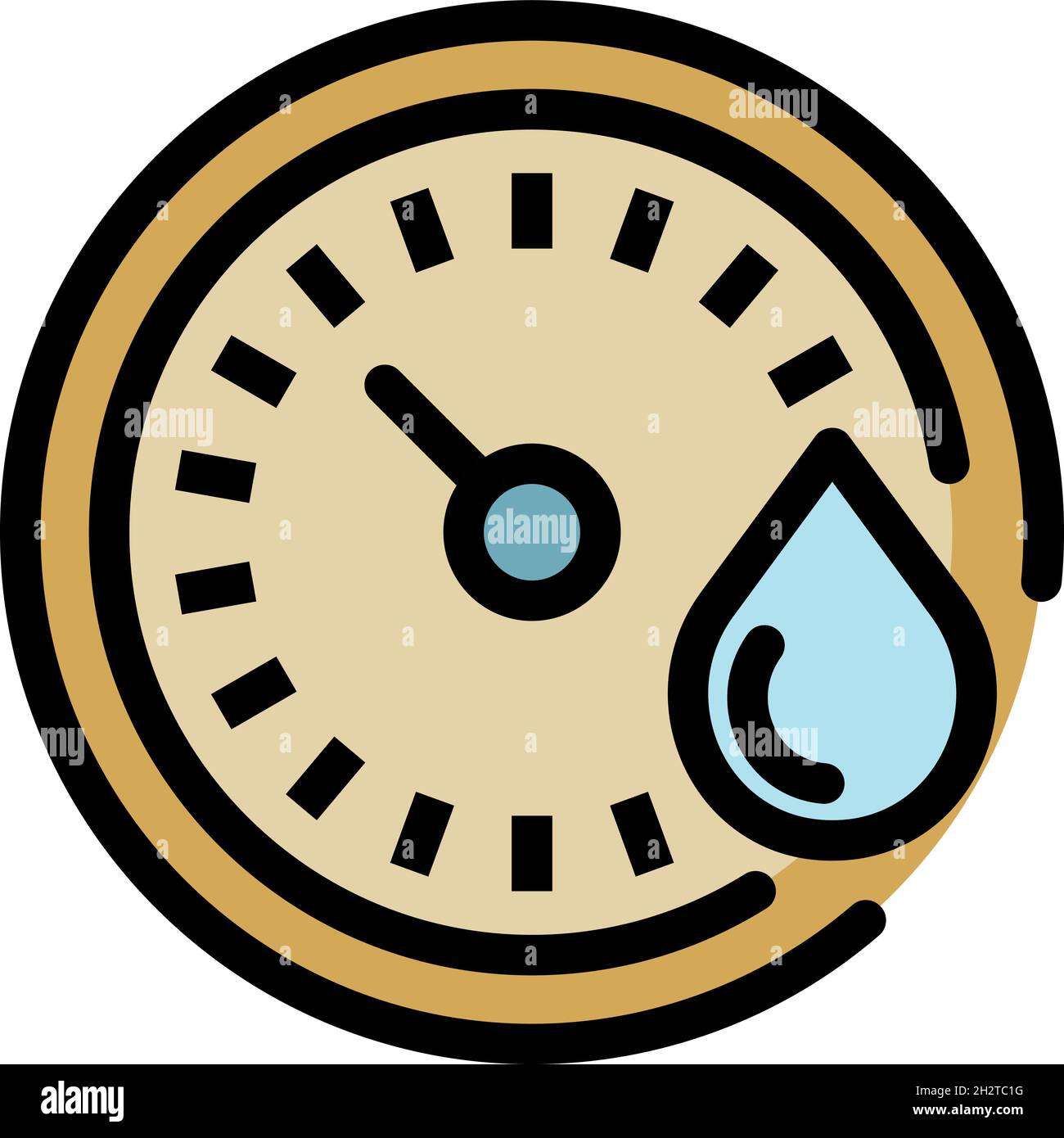 Round thermometer and drop icon. Outline round thermometer and drop ...