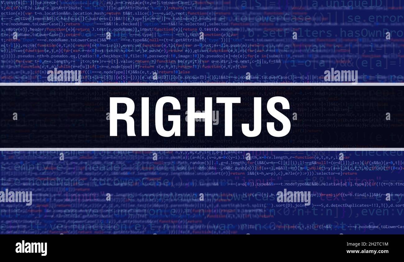RightJS with Digital java code text. RightJS and Computer software coding vector concept ...