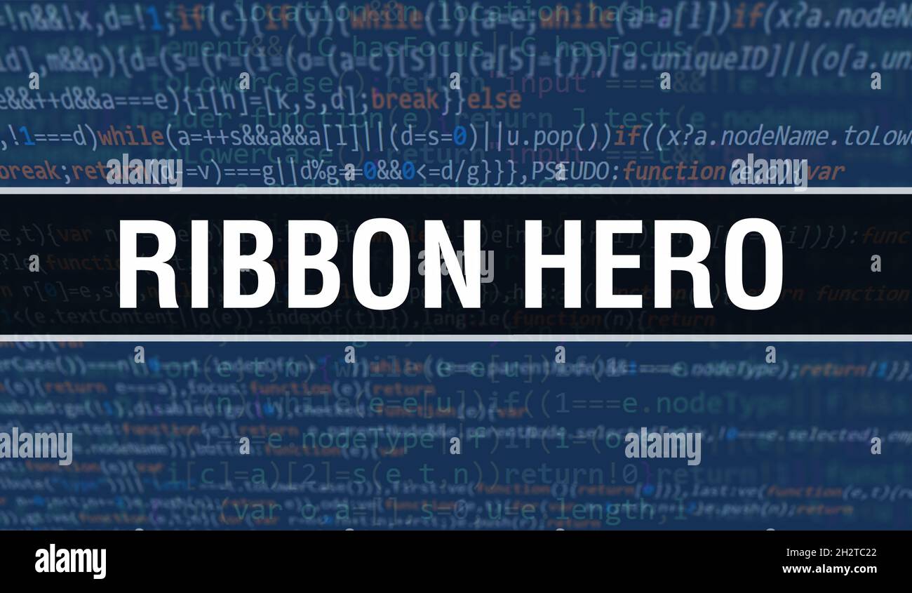 Ribbon Hero concept illustration using code for developing programs and ...