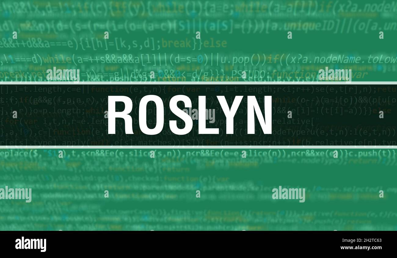 Roslyn text written on Programming code abstract technology background of software developer and ...