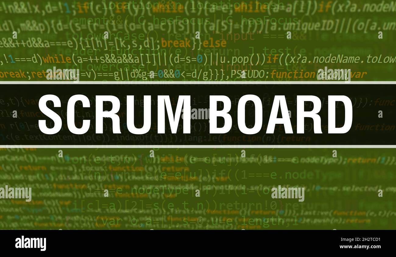 Scrum Board concept illustration using code for developing programs and app. Scrum Board website ...