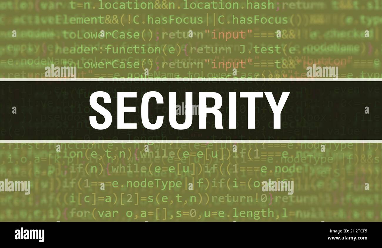 security concept with Random Parts of Program Code.security text ...