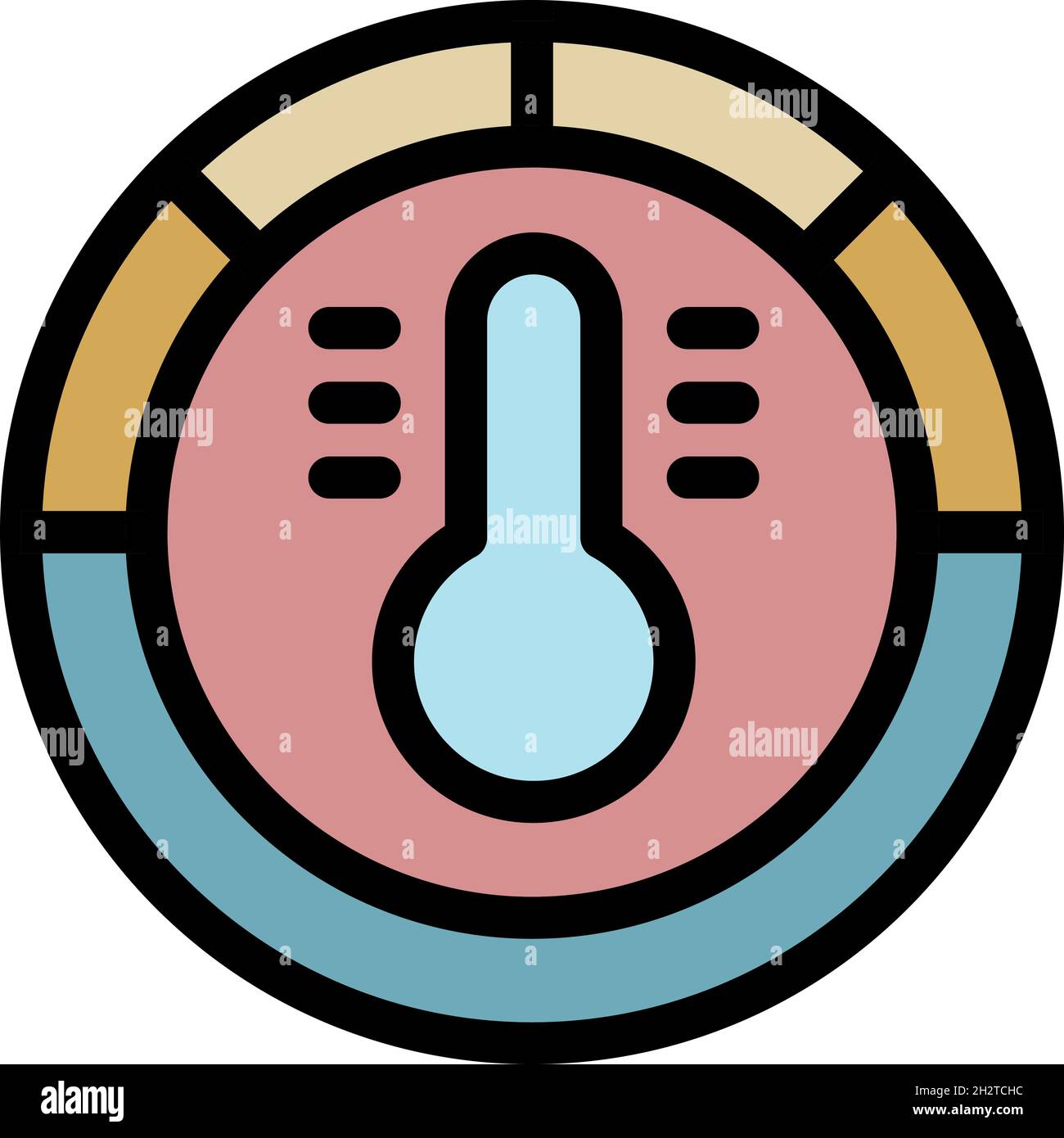 Thermometer in a circle icon. Outline thermometer in a circle vector ...