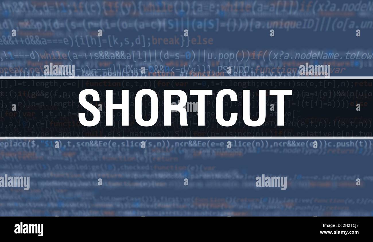 Shortcut text written on Programming code abstract technology ...