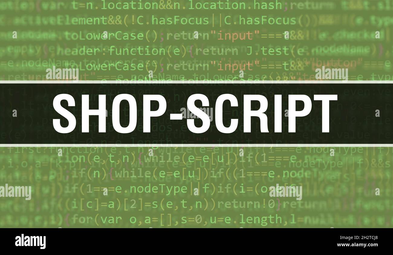 Shop-Script concept with Random Parts of Program Code.Shop-Script text ...
