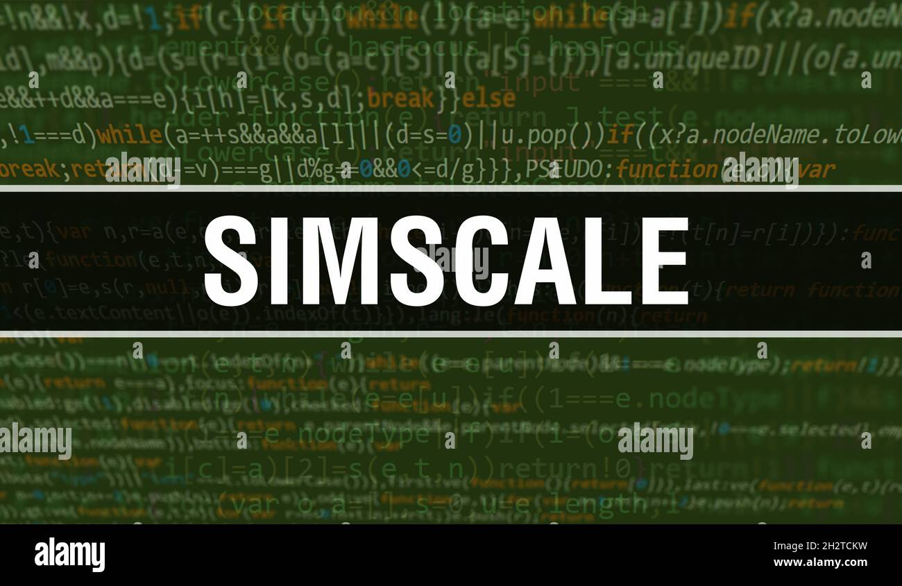 SimScale concept illustration using code for developing programs and app. SimScale website code ...