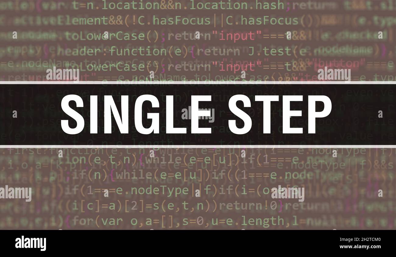Single step concept with Random Parts of Program Code.Single step text ...