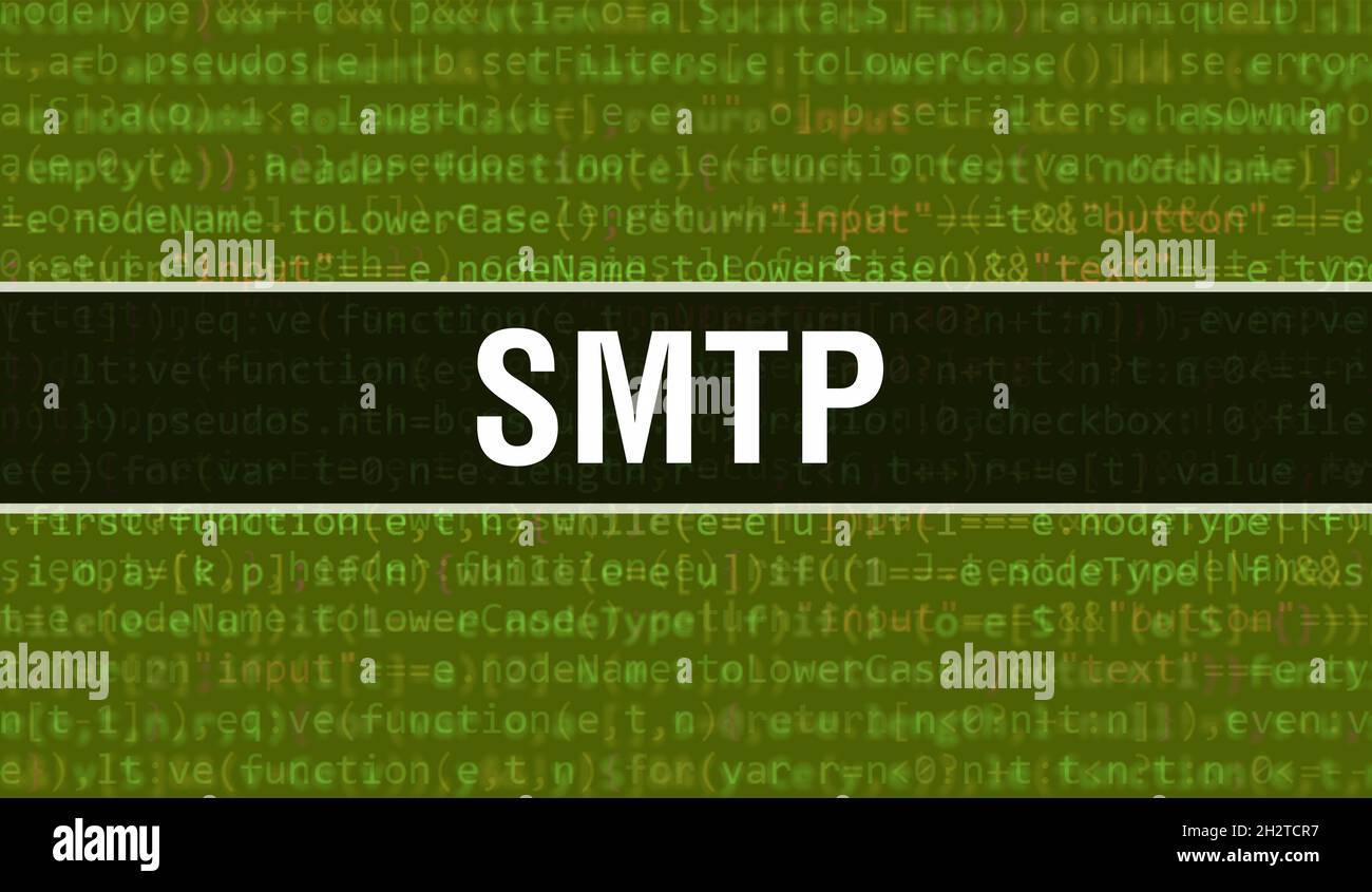 SMTP with Binary code digital technology background. Abstract ...