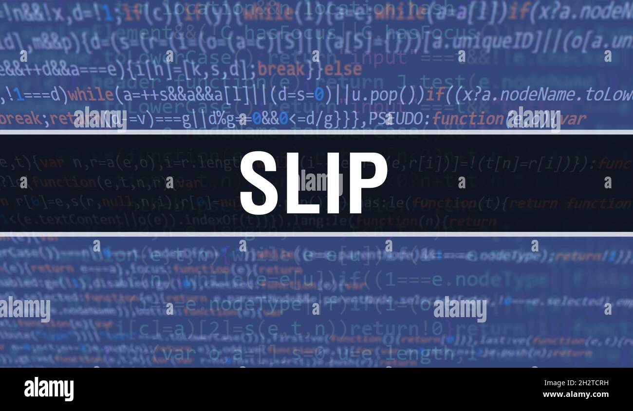 SLIP concept illustration using code for developing programs and app. SLIP website code with ...