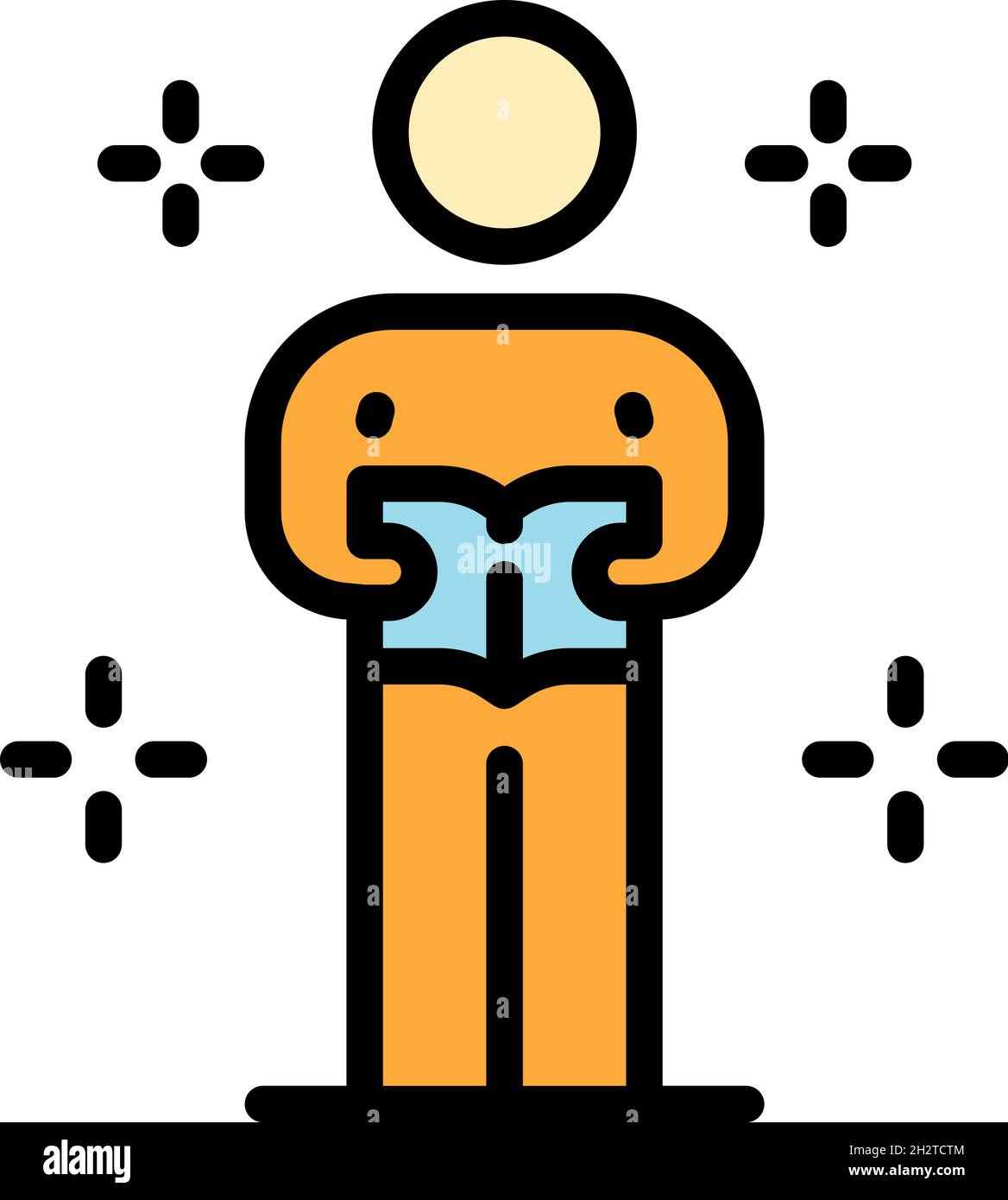 Reading book skill icon. Outline reading book skill vector icon color ...