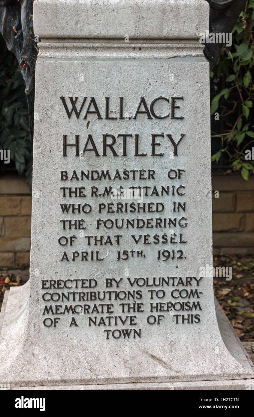 Wallace Hartley Memorial. Albert Road, Colne, Lancashire Stock Photo ...