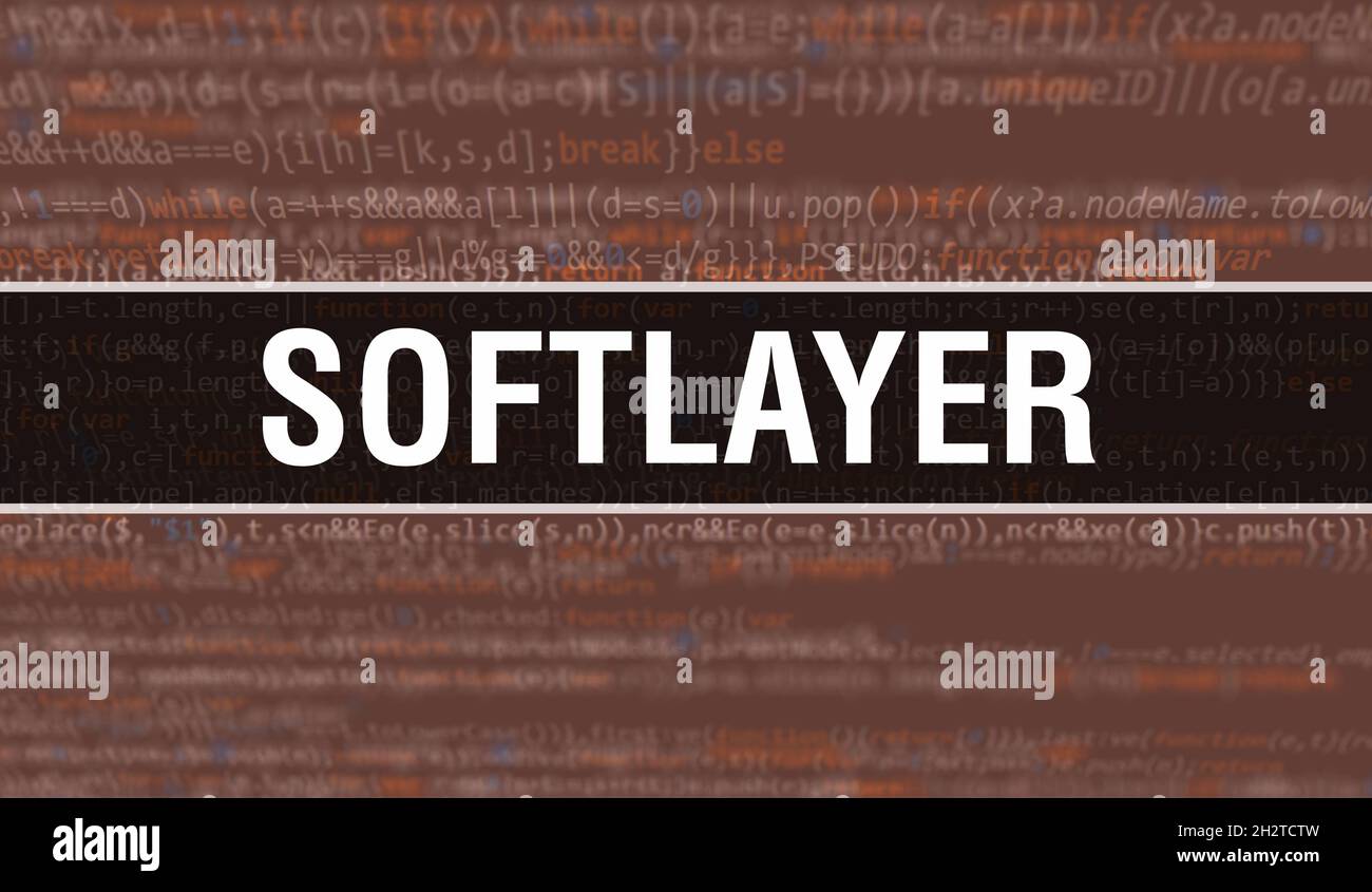 SoftLayer text written on Programming code abstract technology ...
