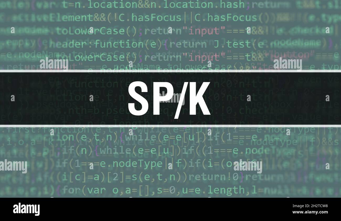 SP/k concept with Random Parts of Program Code.SP/k text written on ...