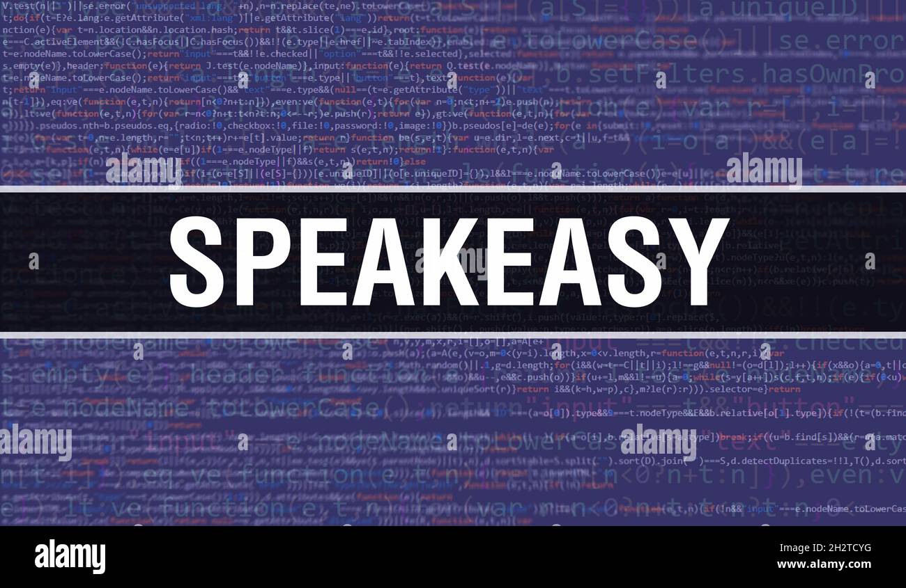 Speakeasy with Digital java code text. Speakeasy and Computer software coding vector concept ...