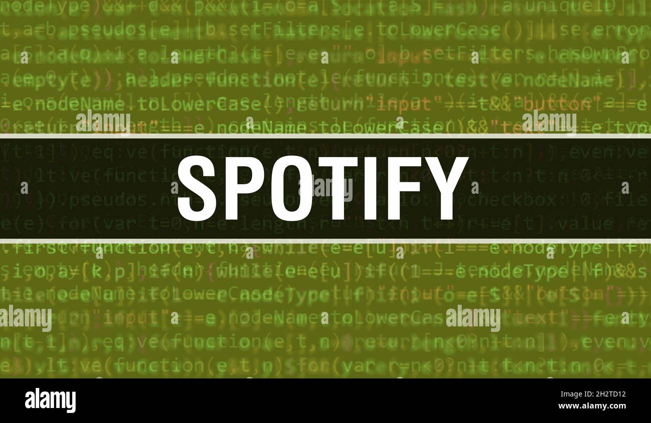 Spotify with Binary code digital technology background. Abstract ...