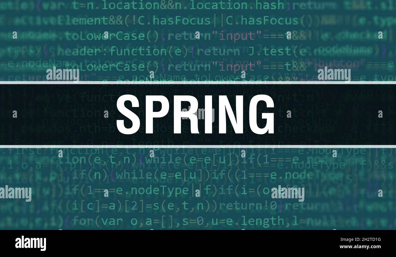 Spring concept with Random Parts of Program Code.Spring text written on ...