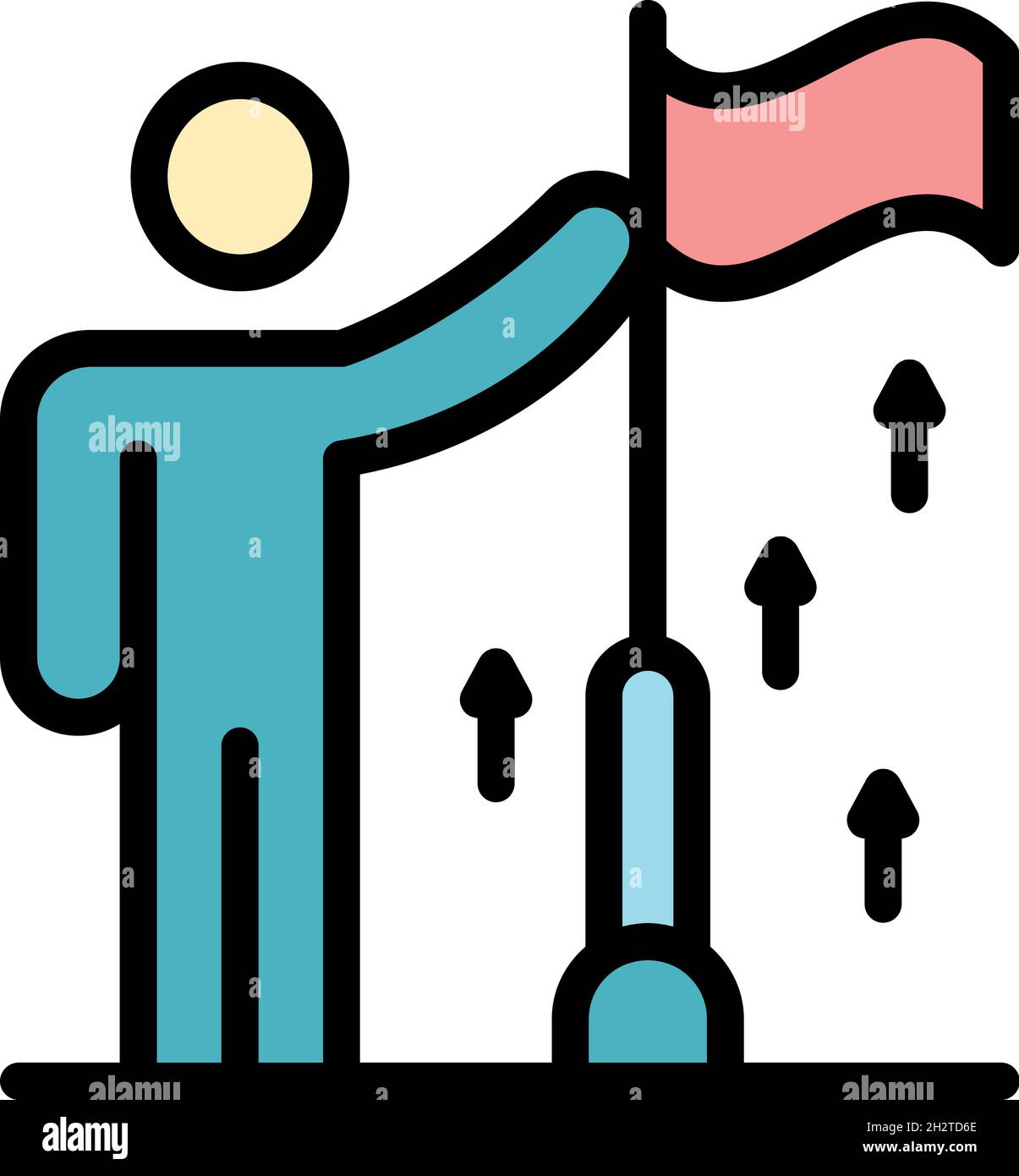 Flag up management skill icon. Outline flag up management skill vector ...