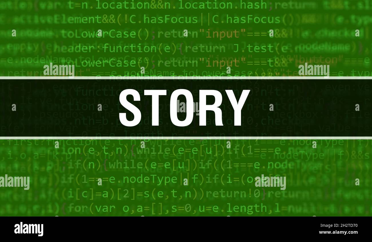 story concept with Random Parts of Program Code.story text written on ...