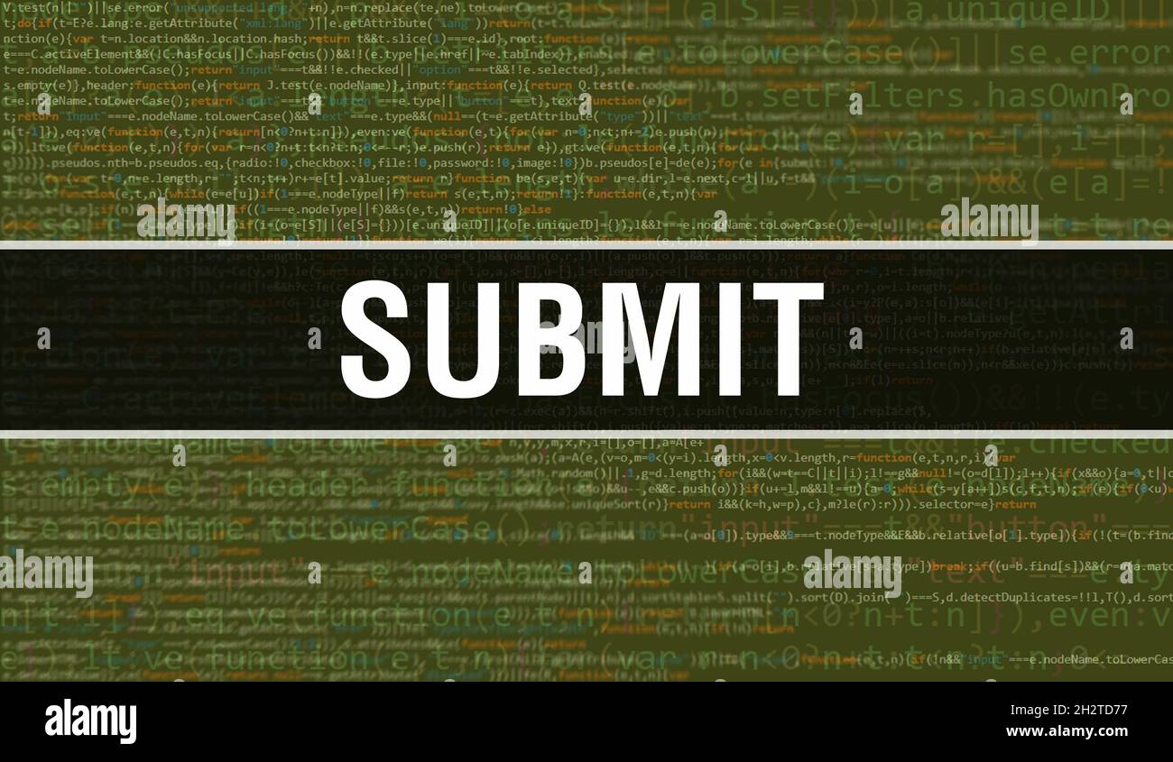 Submit With Digital Java Code Text Submit And Computer Software Coding Vector Concept